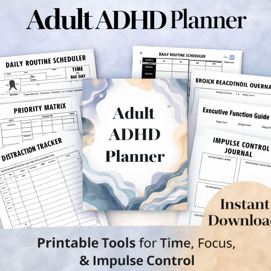 Adult ADHD Planner Printable | Executive Function Workbook for Focus ...