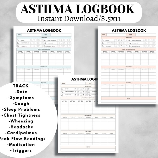 Asthma Tracker Planner - Etsy