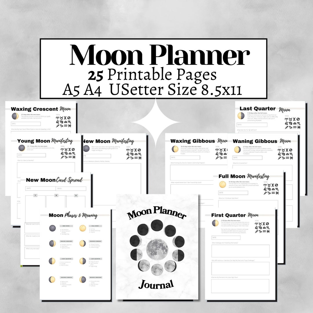 Moon Planner, Moon Calendar, Lunar Phases, Astrology Journal, Moon ...