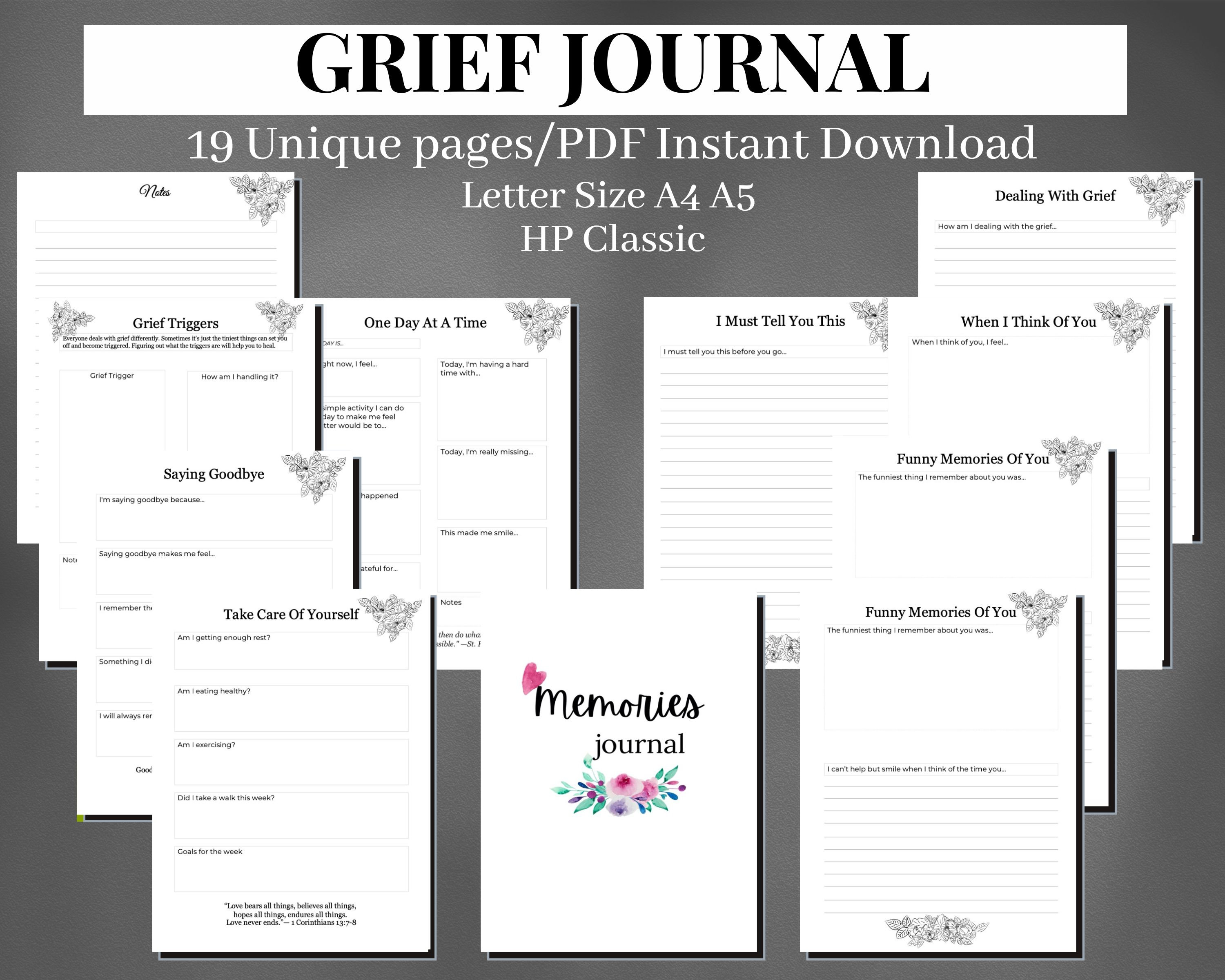 Grief Journal Healing Therapy Memory Keeper Stages of Grief - Etsy