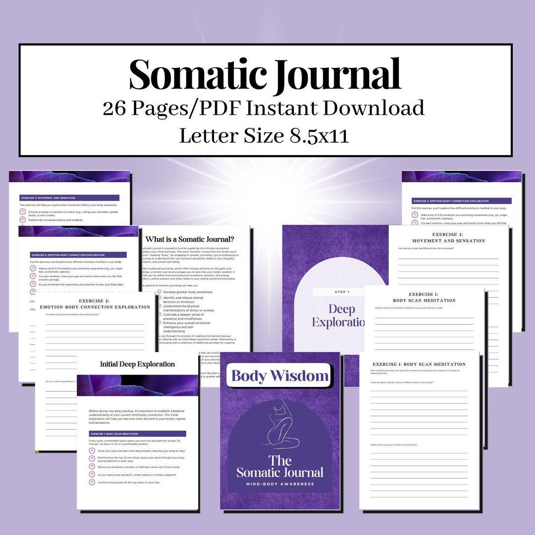 Somatic Journal: Therapy Worksheets for Emotional Awareness (printable ...