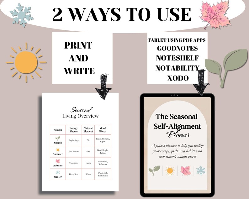Seasonal Self Alignment Planner Printable | Guided Journal | Nature ...