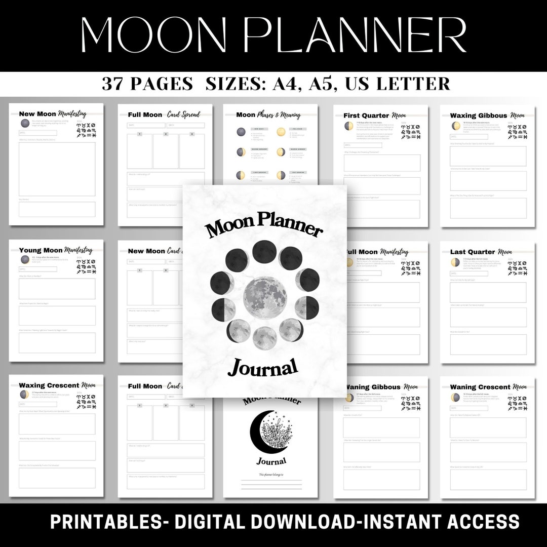 Moon Planner, Moon Calendar, Lunar Phases, Astrology Journal, Moon ...
