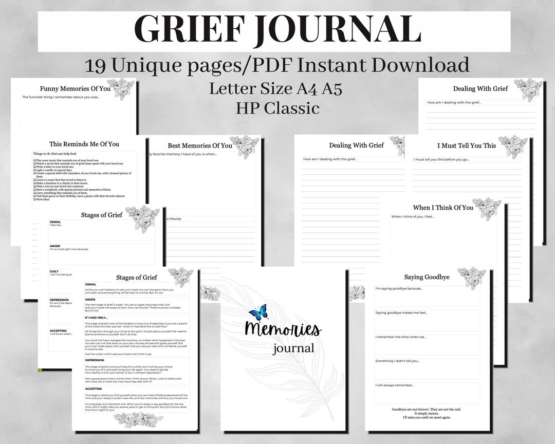 Grief Journal Healing Therapy Memory Keeper Stages of Grief - Etsy