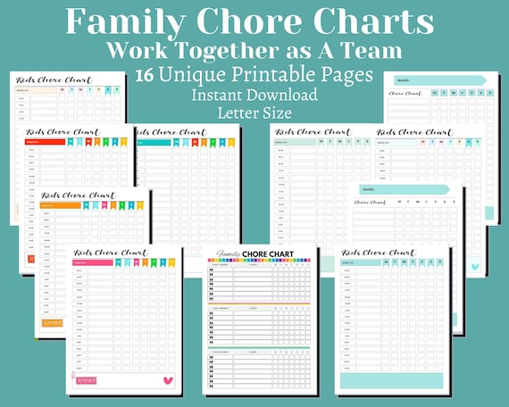 Family Chore Chart PDF Instant Download 8.5x11 | Etsy