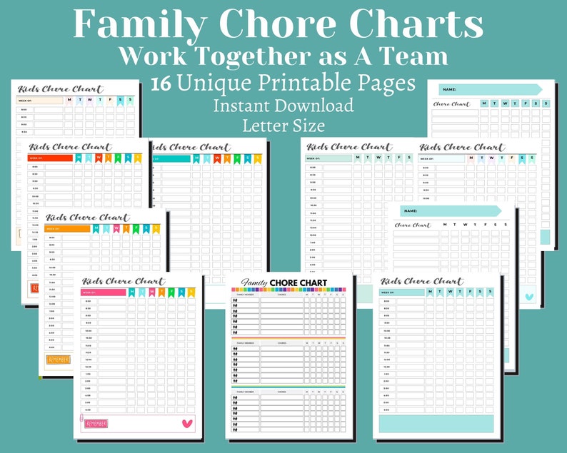 Family Chore Chart, PDF Instant Download, 8.5x11 - Etsy