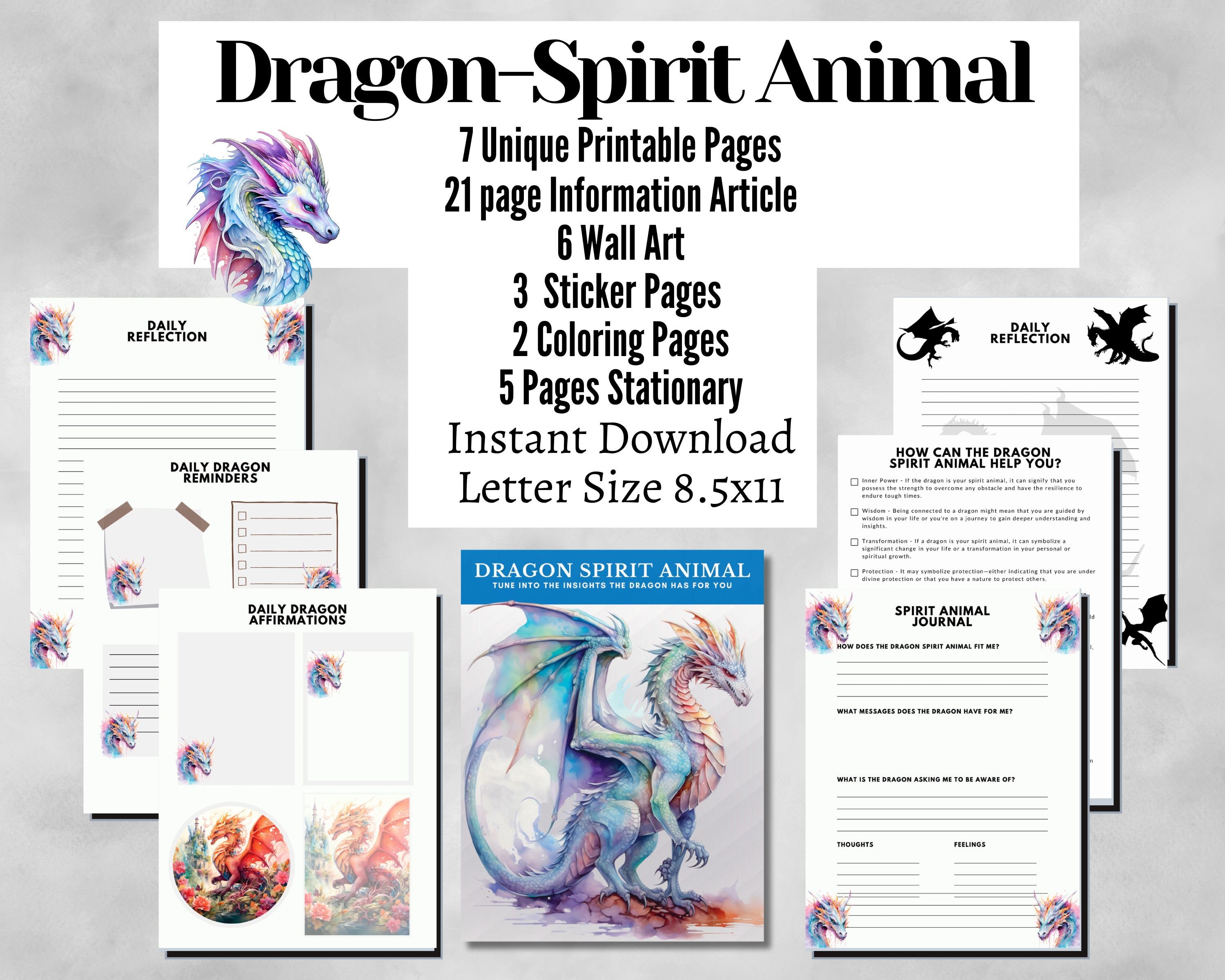 My Spirit Animal, Spirit Guide, Dragon Spirit Animal Printable, Wall ...