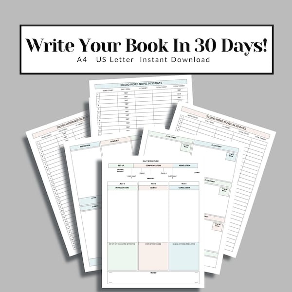 Book Writing Templates Plot Your Novel Story Plotting Sheets and Scene ...