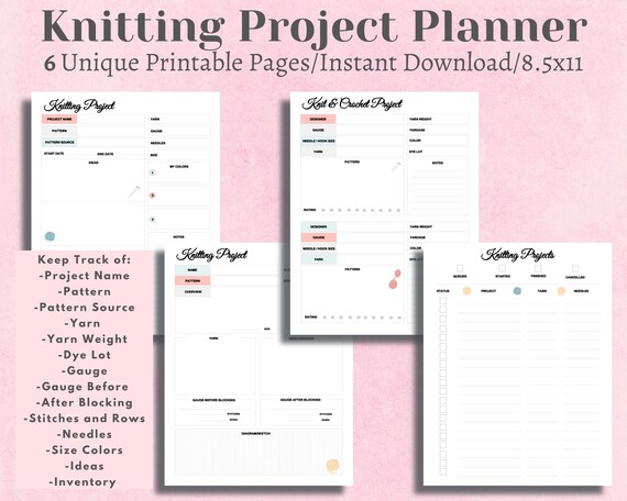 Knitting Project Knitting Chart Knitting Planner Knitting | Etsy