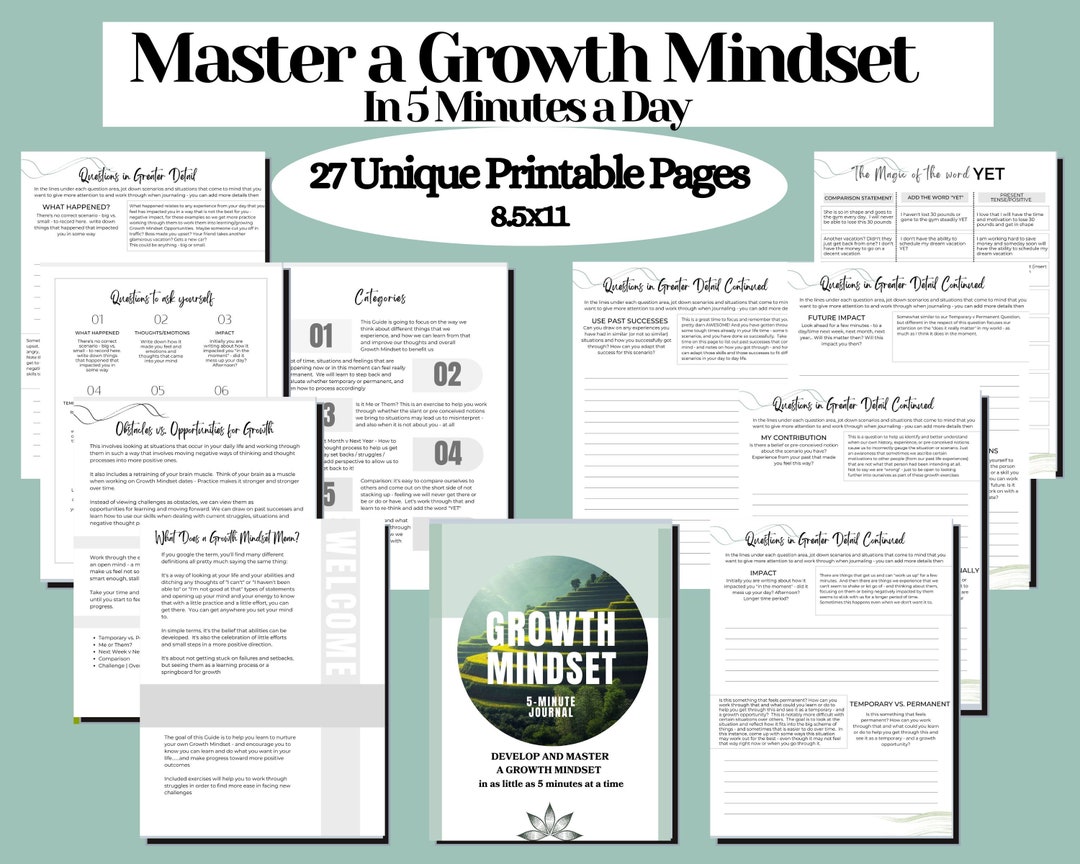 Growth Mindset, Mindset Journal, Growth Mindset for Teens Adults ...