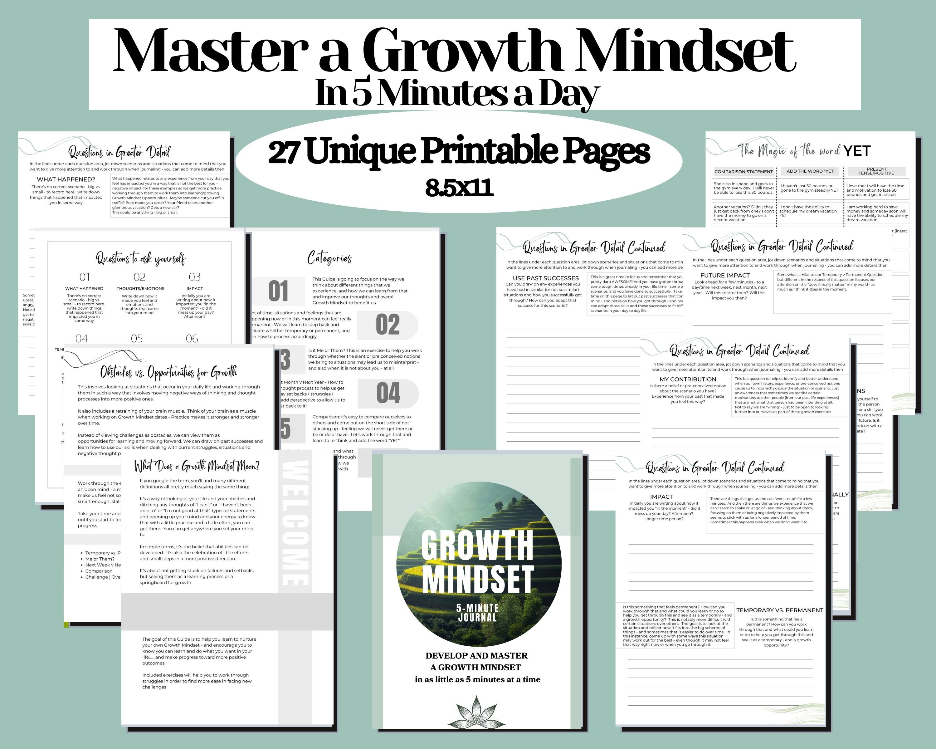 Growth Mindset, Mindset Journal, Growth Mindset for Teens Adults ...