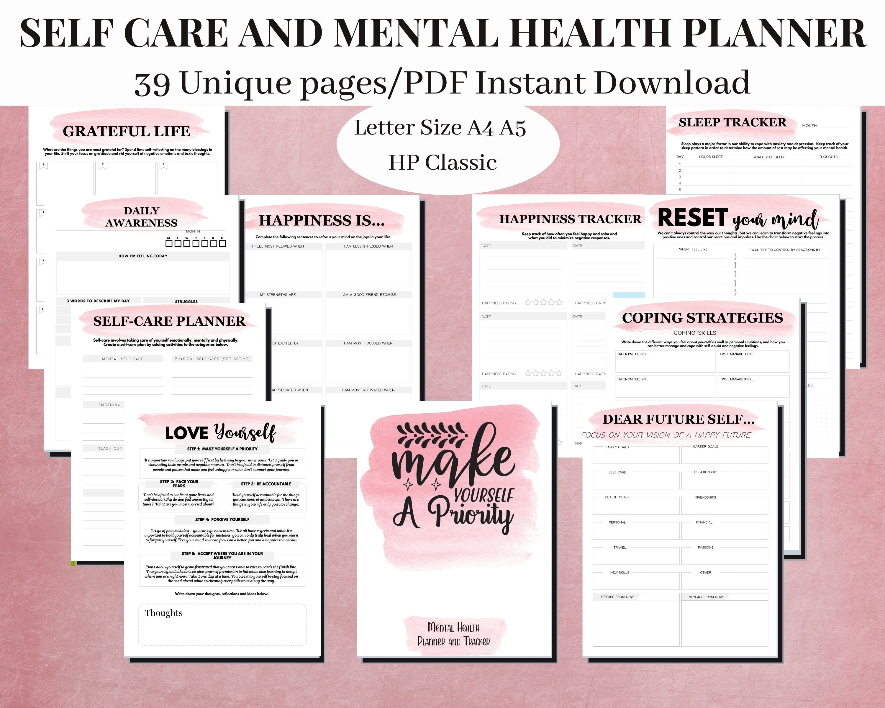 Self Care Planner Printable Self-love Journal Mental Health - Etsy