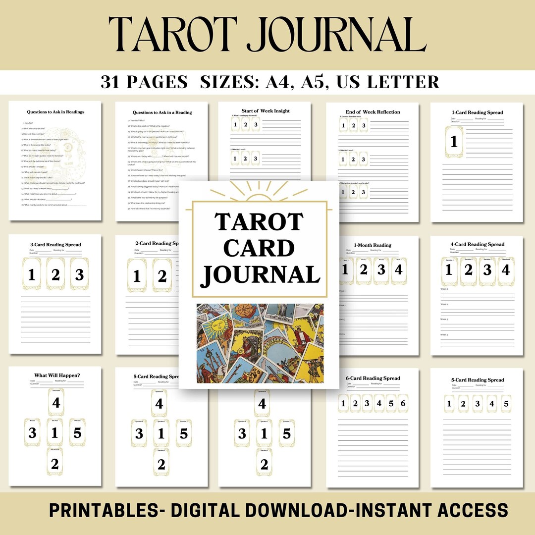 Tarot Card Journal, Digital Tarot Journal, Daily Card Reading, Tarot ...
