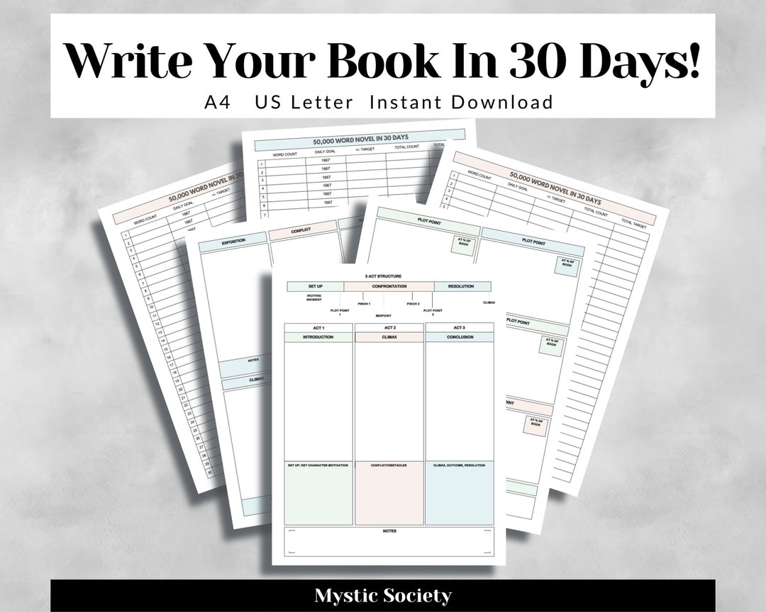 Author Writer Book Planner Outline to Write a Novel Write Your Book in ...