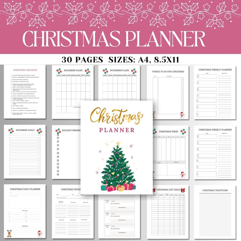 Christmas Planner Printable: Holiday Organizer, Gift List, Budget ...