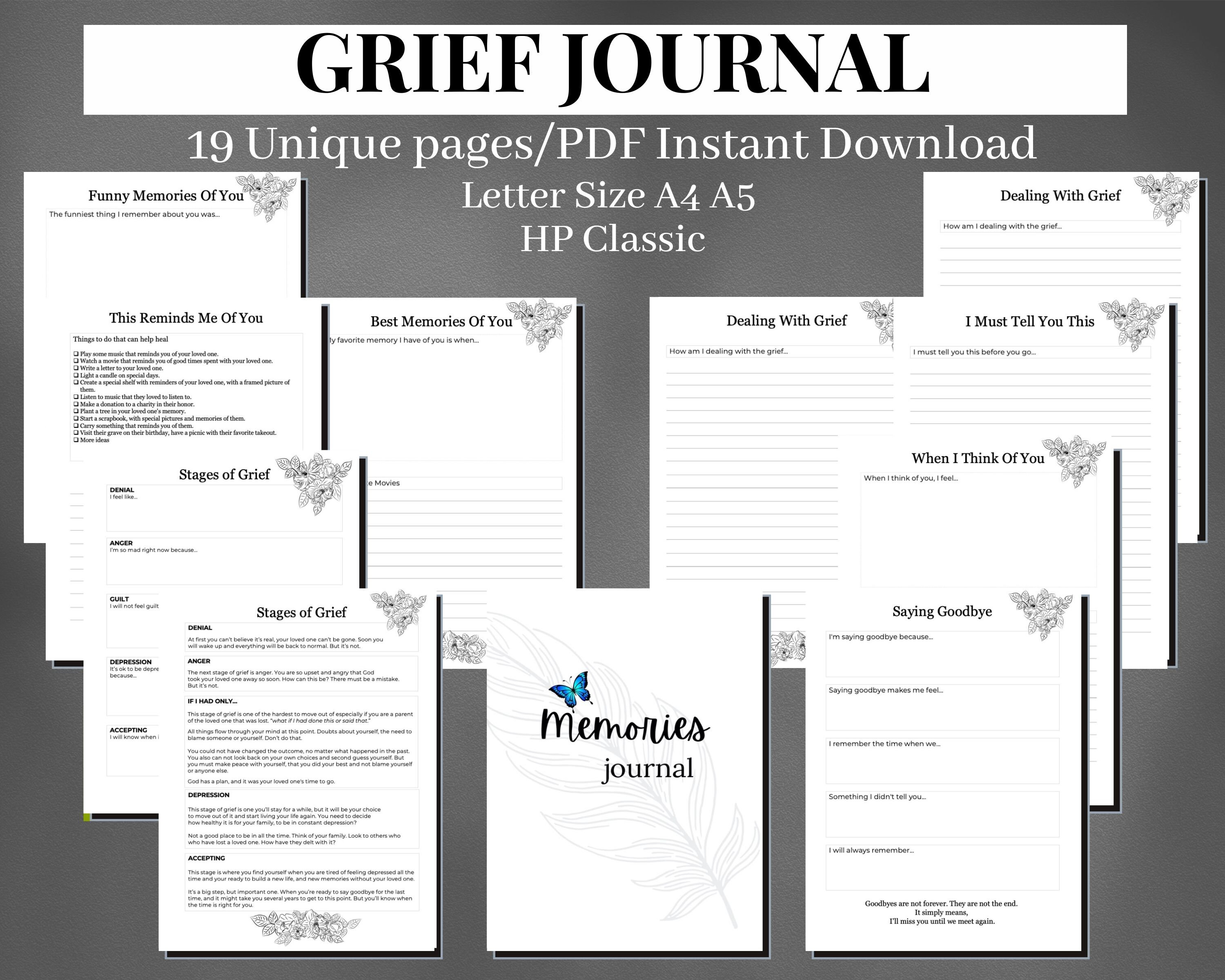Grief Journal Healing Therapy Memory Keeper Stages of Grief - Etsy