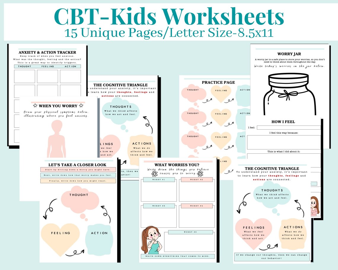 CBT Worksheets, Kids Therapy Worksheets, Therapy Tools, Anxiety Journal ...