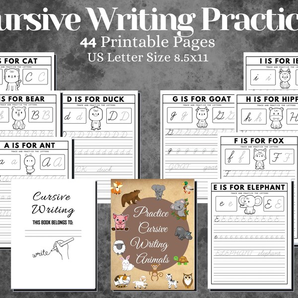 Printable Cursive Handwriting Book - Etsy