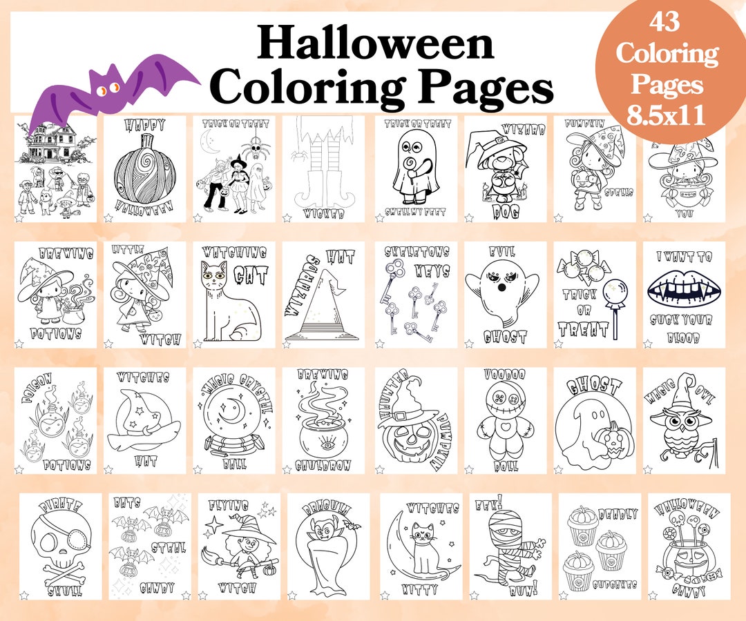 Halloween Coloring Pages for Kids, Coloring Book, Coloring Sheets, 43 ...