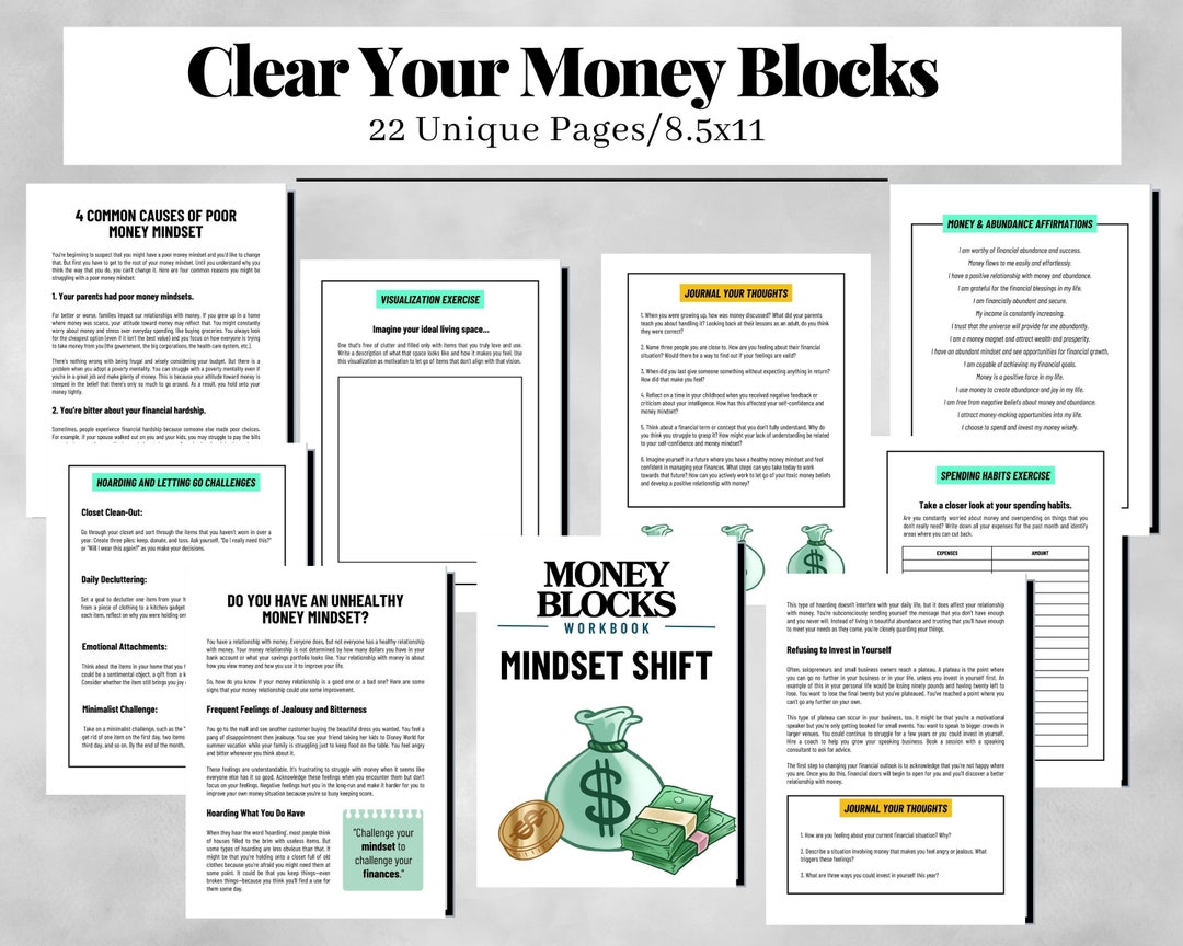 Clear Money Blocks, Mindset Journal, Growth Mindset, Savings Challenge ...