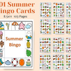 Summer Bingo Games, Summer Party Games, Kids Summer Activity, Party ...