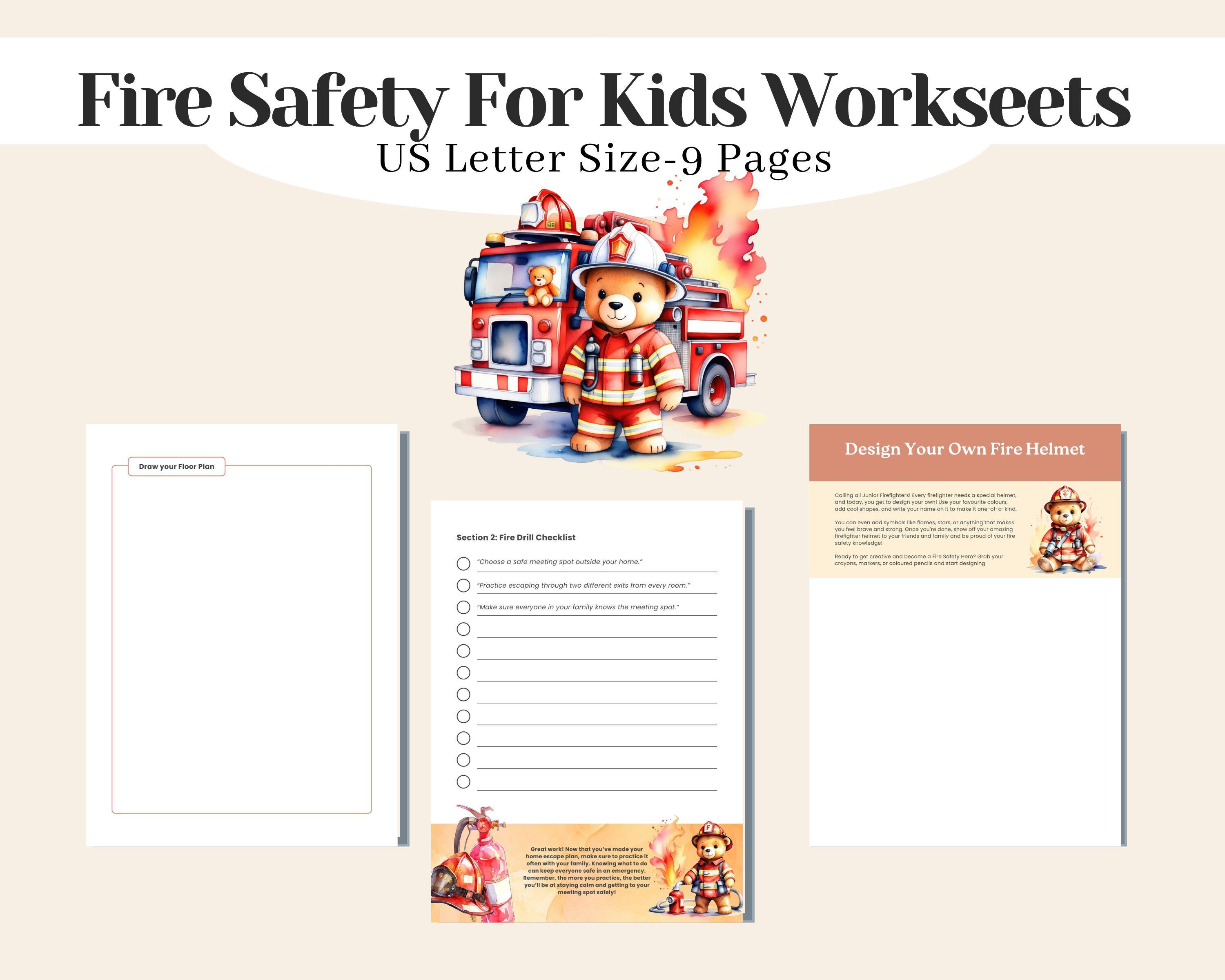 Fire Safety for Kids Worksheets Printable PDF, Fire Prevention ...