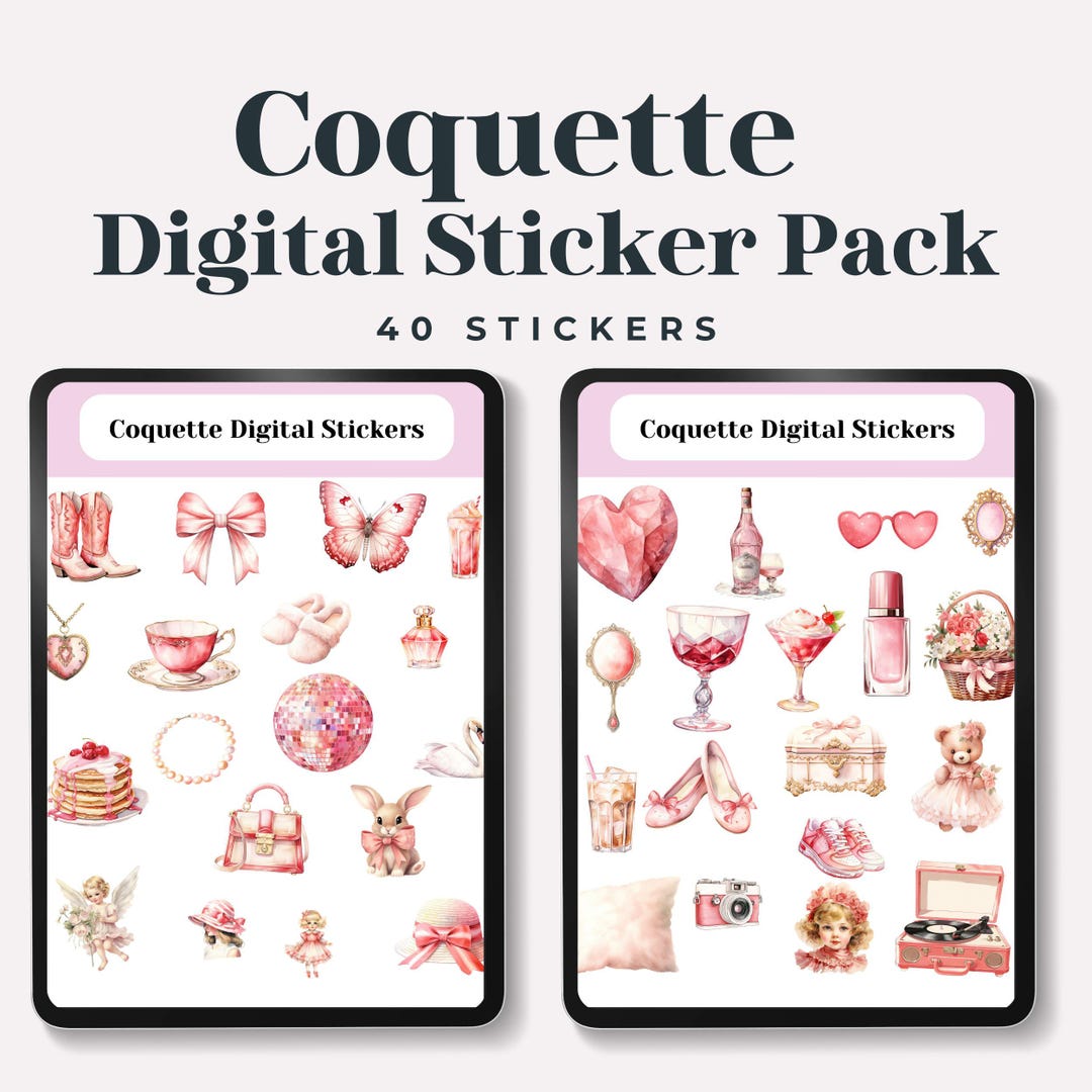 Coquette Digital Stickers | Goodnotes Stickers | PNG Files | Girly Pink ...
