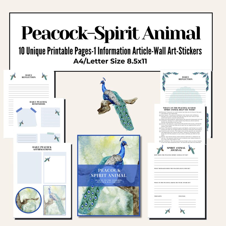 Peacock Spirit Animal Printable, Spiritual Meaning & Signs, Confidence ...