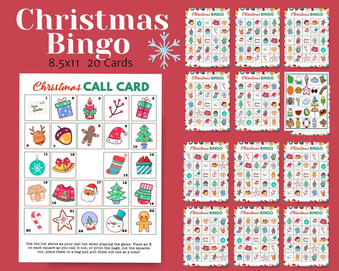 Christmas Bingo, Party Game, Bingo Cards, Fun Christmas Party Game ...