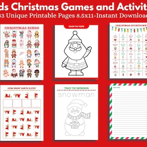 12 Christmas Kids Games & Activities Coloring Book Letter to - Etsy