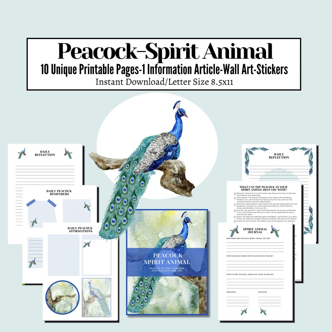 Peacock Spirit Animal Guide: Printable Wall Art & Journal - Etsy