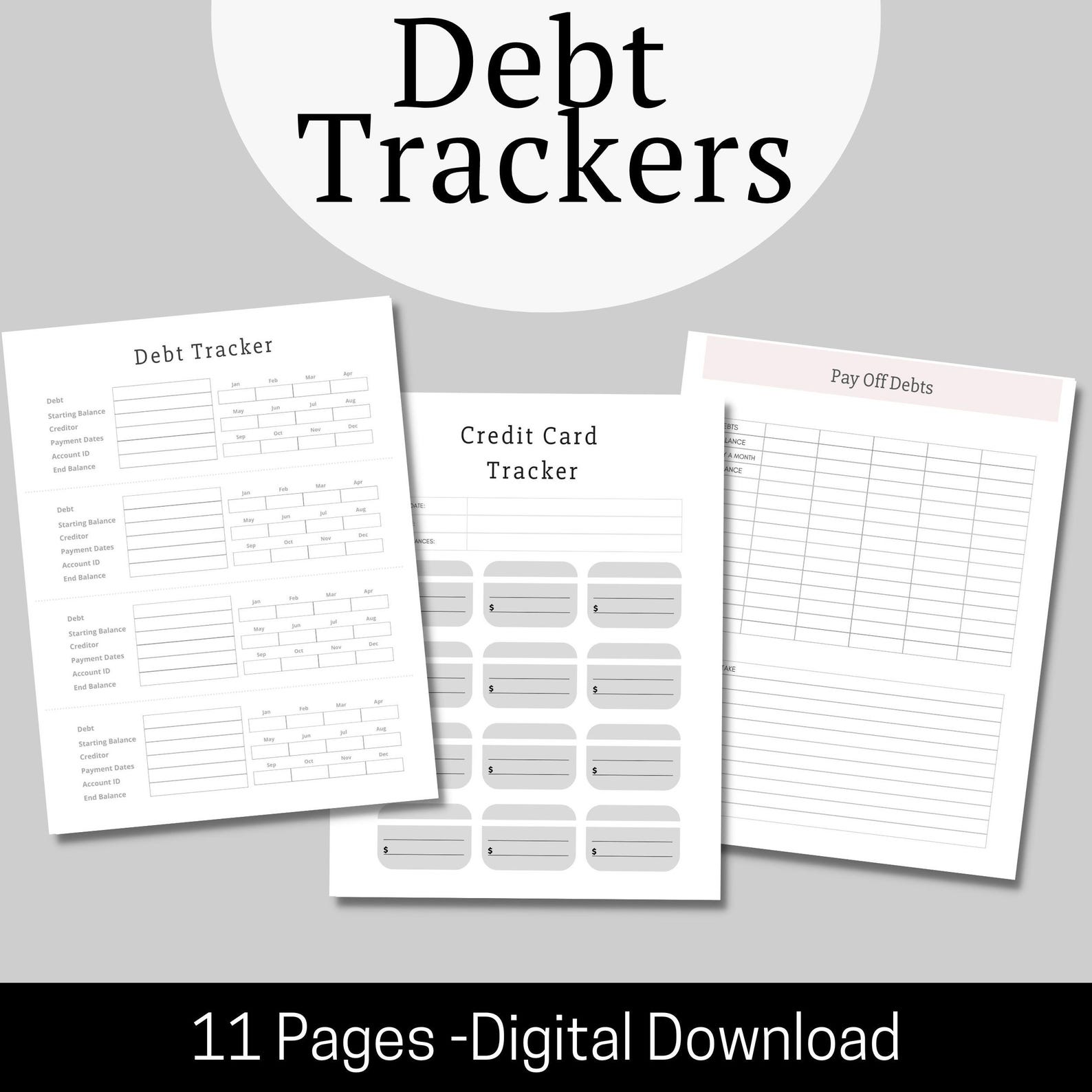 Debt Trackers, Debt Free, Payoff Chart, Bill Calendar, Finance Tracker ...