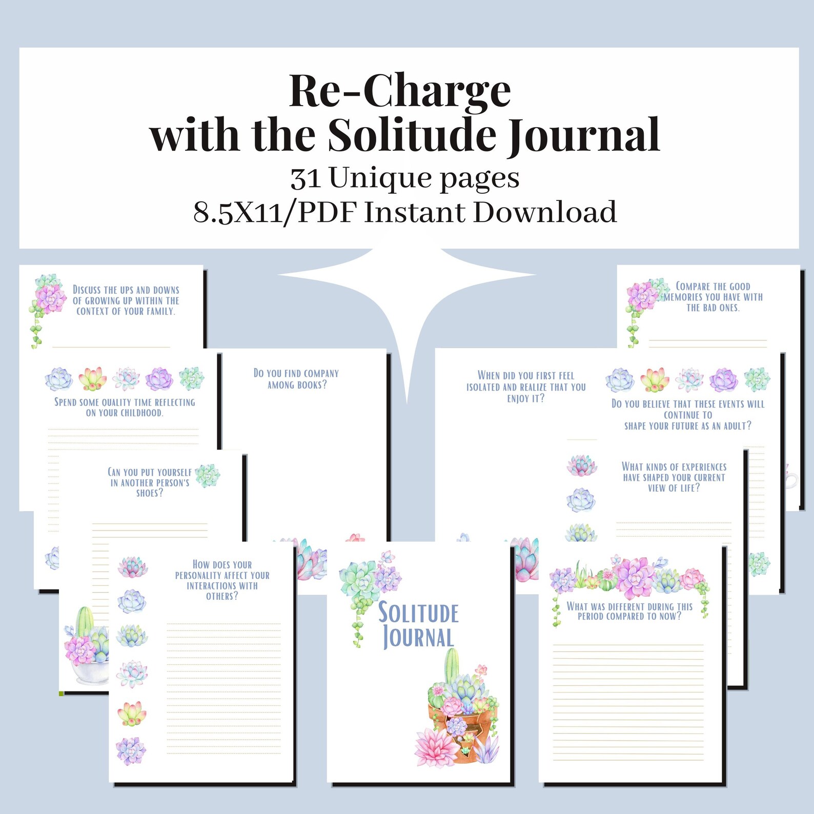 Printable Solitude Journal for Self Reflection and Mindfulness, Self ...