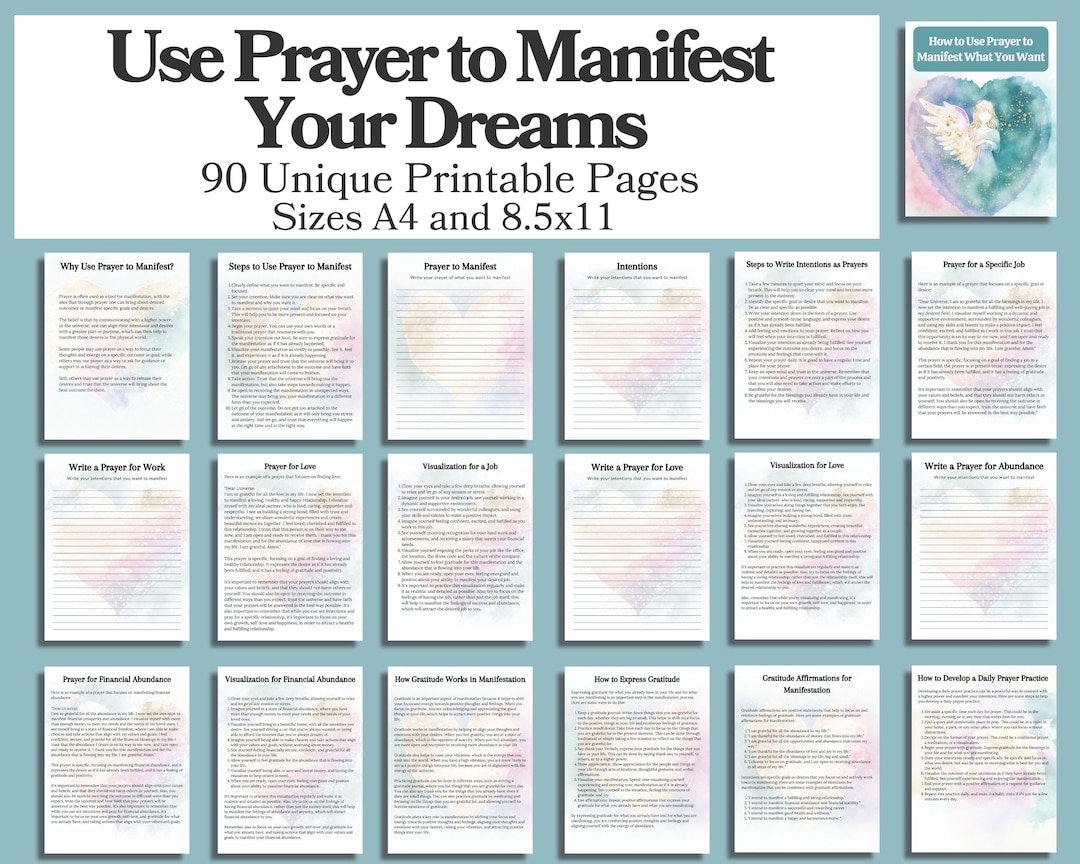 Prayer to Manifest Your Dreams Workbook, 90-page Faith Manifestation ...