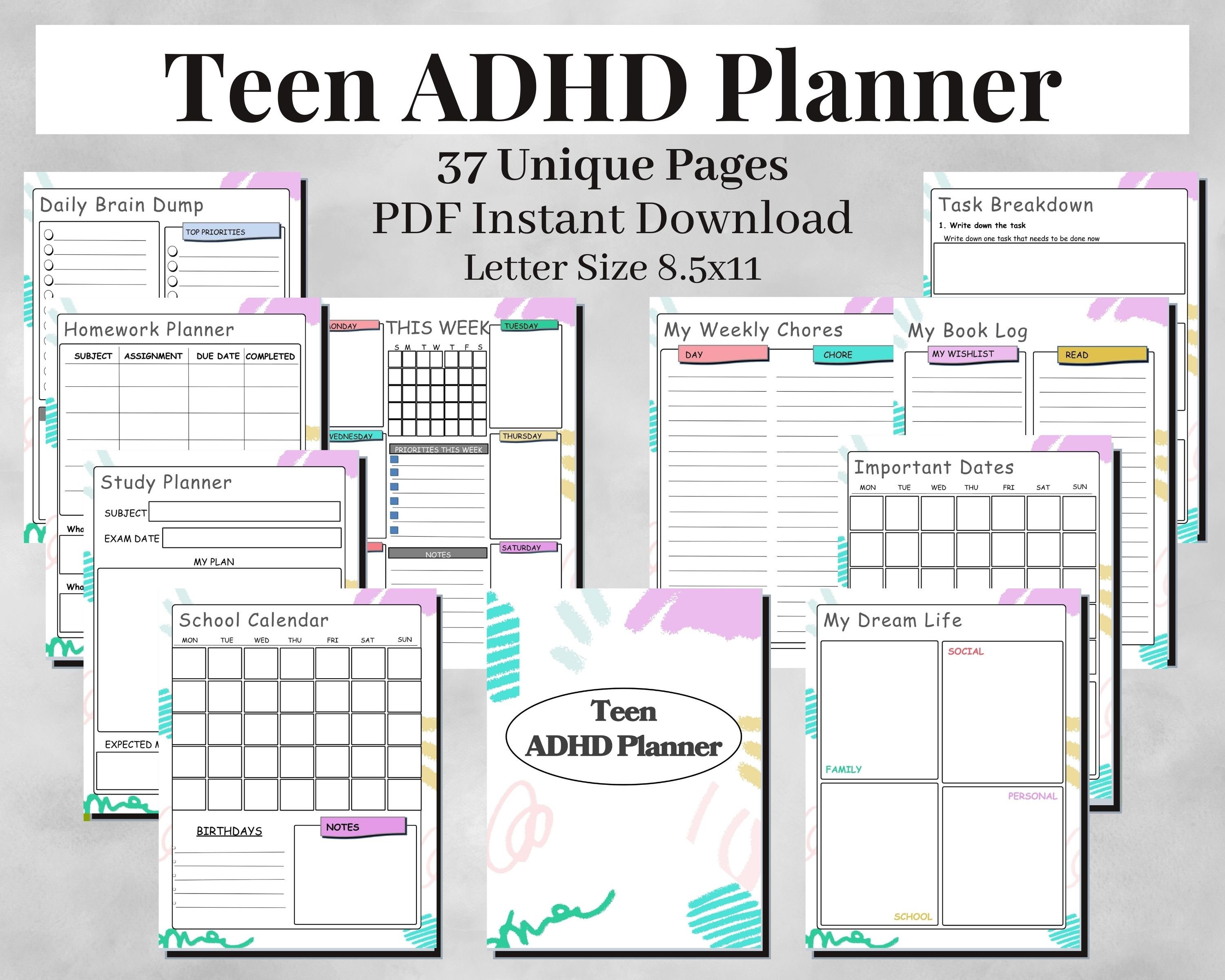 ADHD Planner, Adhd Daily Planner, Teens Planner, Adhd Printable, Adhd ...