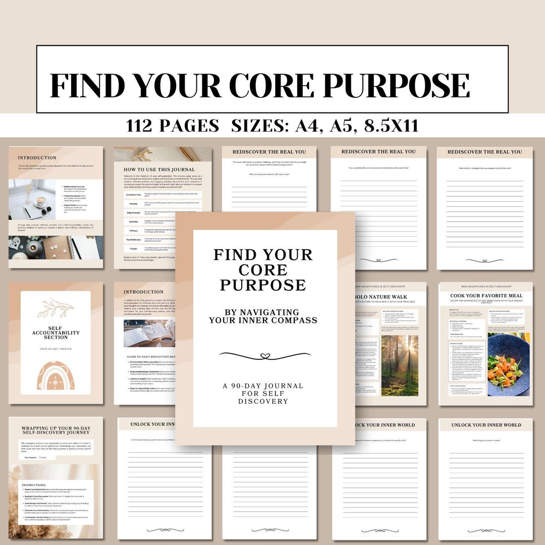Uncover Your Core Purpose, Journal Prompts, Therapy Journal, Wellness ...