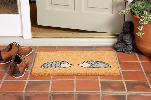 Astley 40 X 60cm Kissing Hedgehogs Printed Coir Doormat With | Etsy