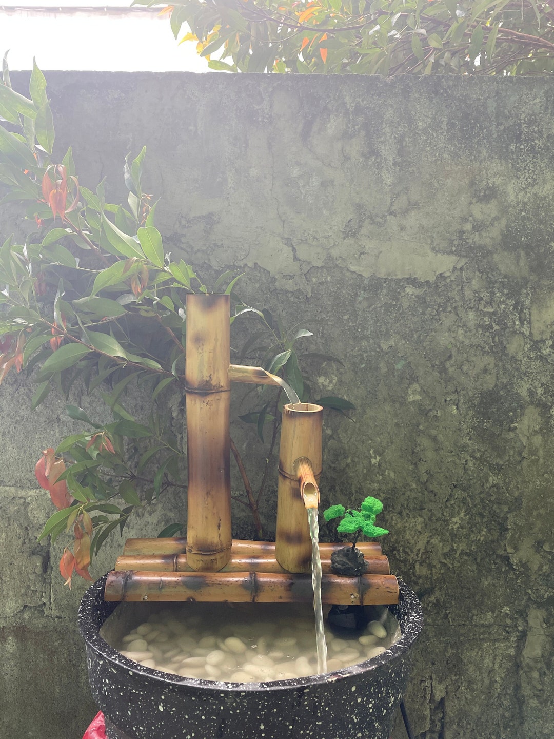 Bamboo Water Feature Height 40cm, Fountain Japanese Style Backyard Pond ...