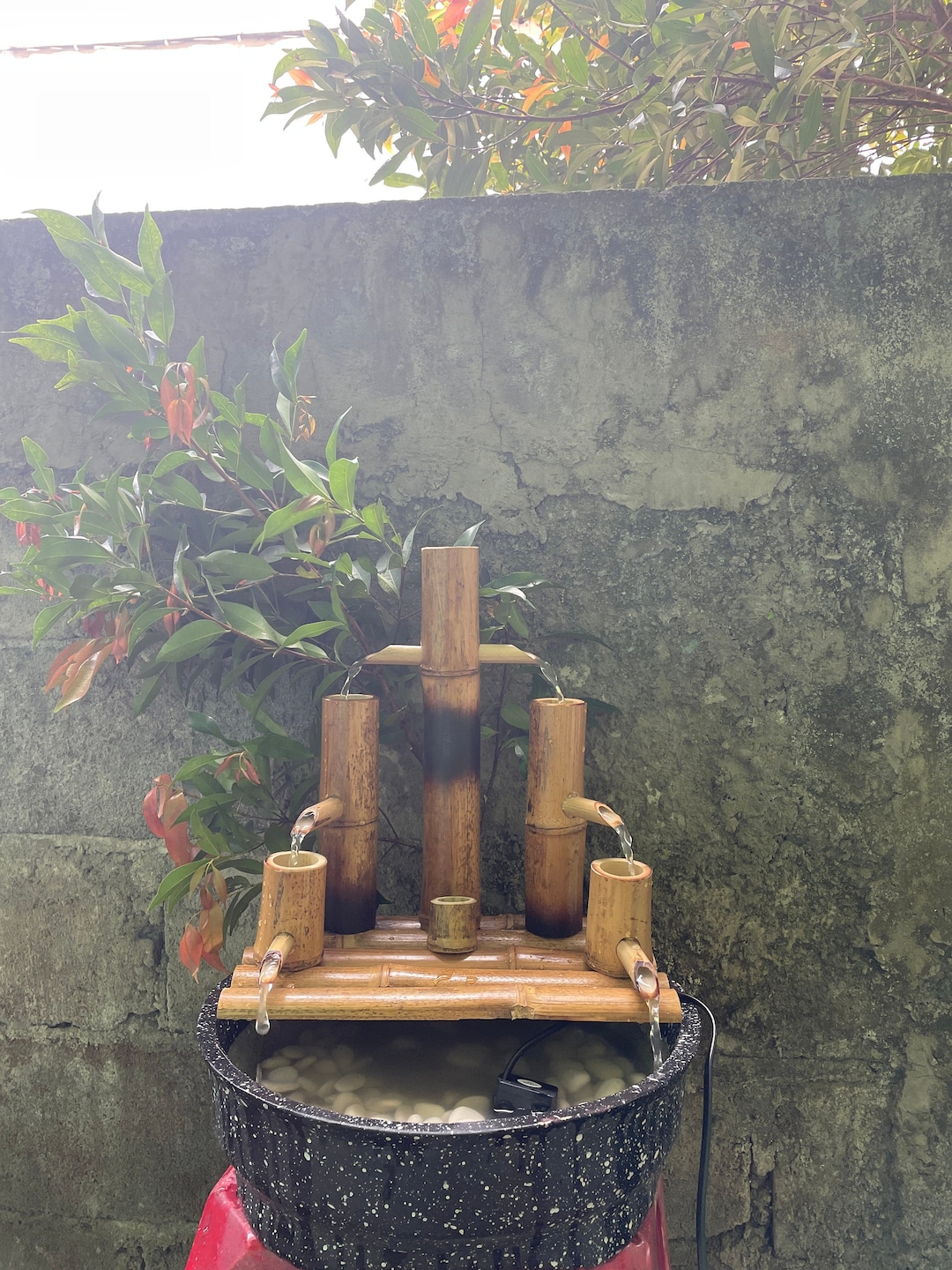 Bamboo Water Feature Height 40cm, Fountain Japanese Style Backyard Pond ...