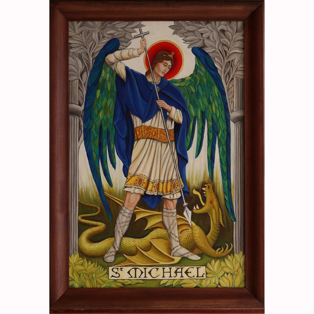 Large Framed St Michael Oil Painting, St Michael Icon - Etsy