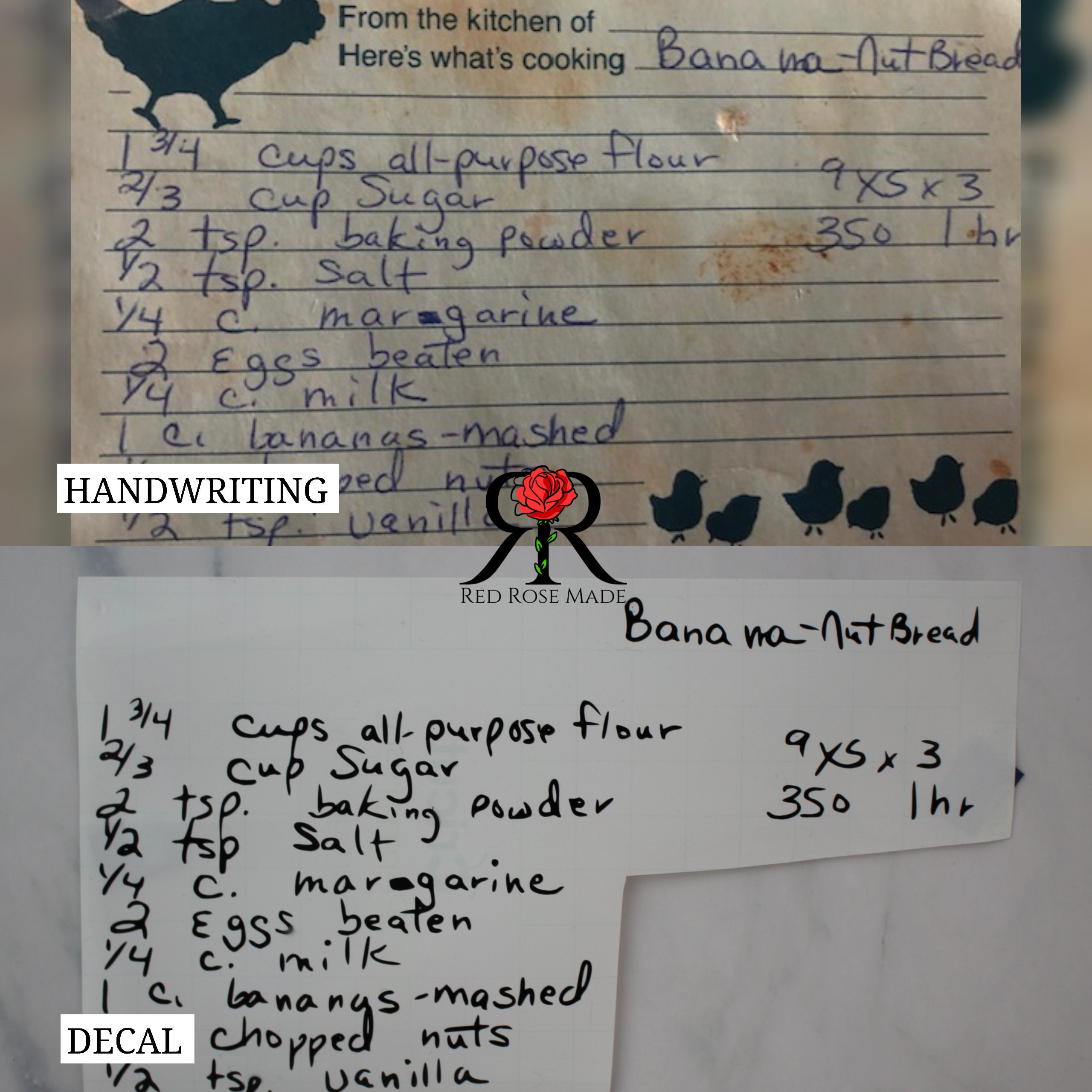 Handwritten Recipe Vinyl Decal • Custom Handwriting Sticker ...