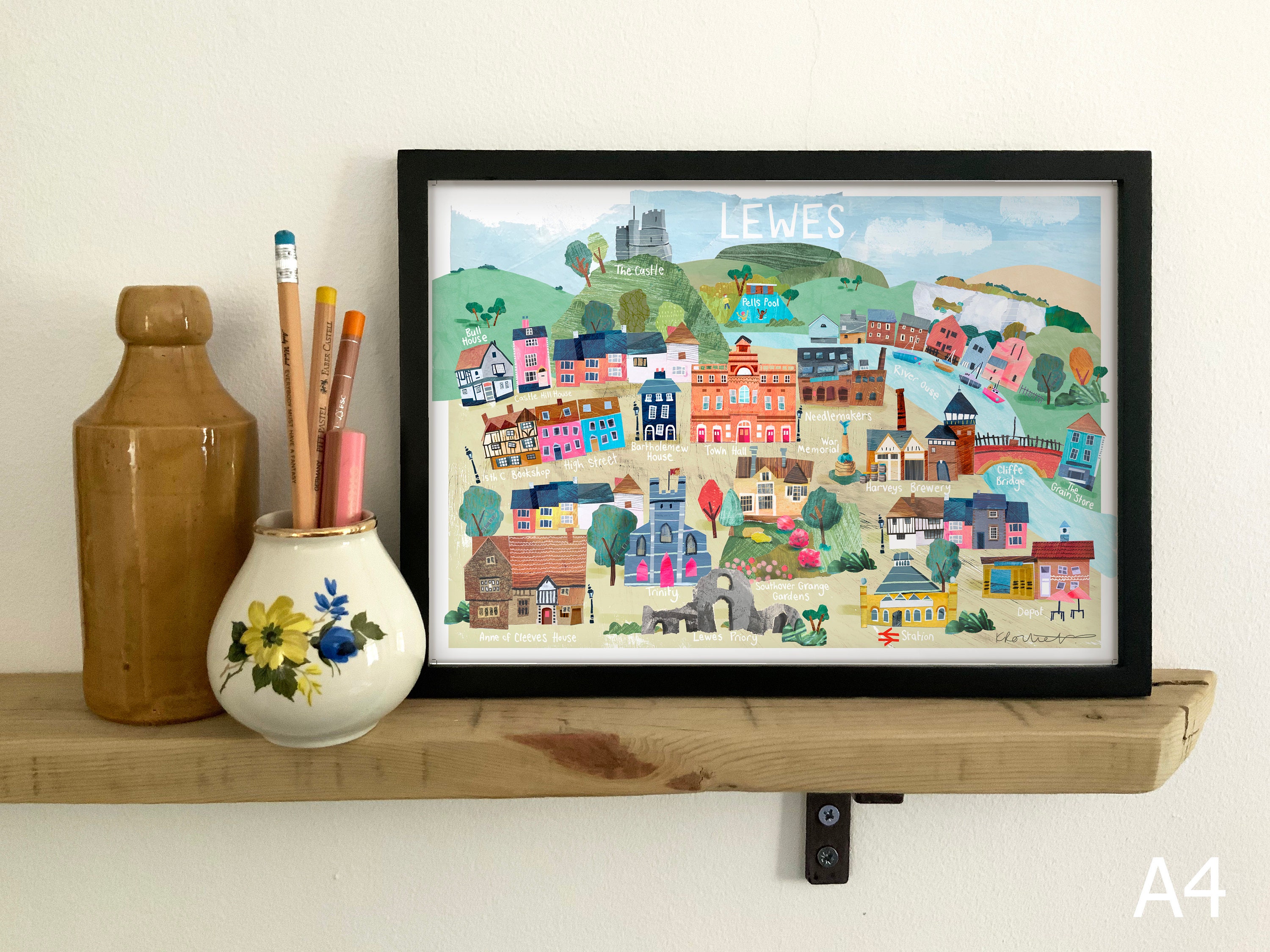 Lewes Illustrated Map-giclee Print Illustrated Map Lewes Art - Etsy UK