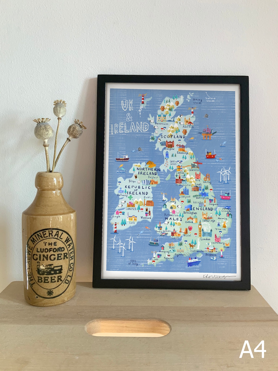 UK Illustrated Map-giclee Print. UK Illustrated Map. UK Poster - Etsy UK