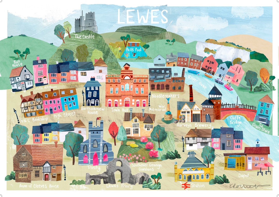 Lewes Illustrated Map-giclee Print Illustrated Map Lewes Art - Etsy UK