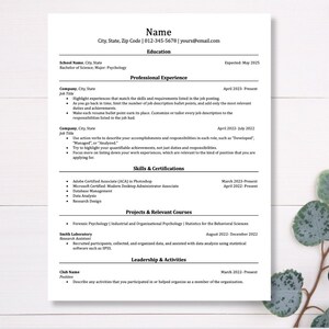Professional Student & Graduate Resume Template | Microsoft Word ...