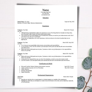 Clean & Professional Resume Template Microsoft Word - Etsy