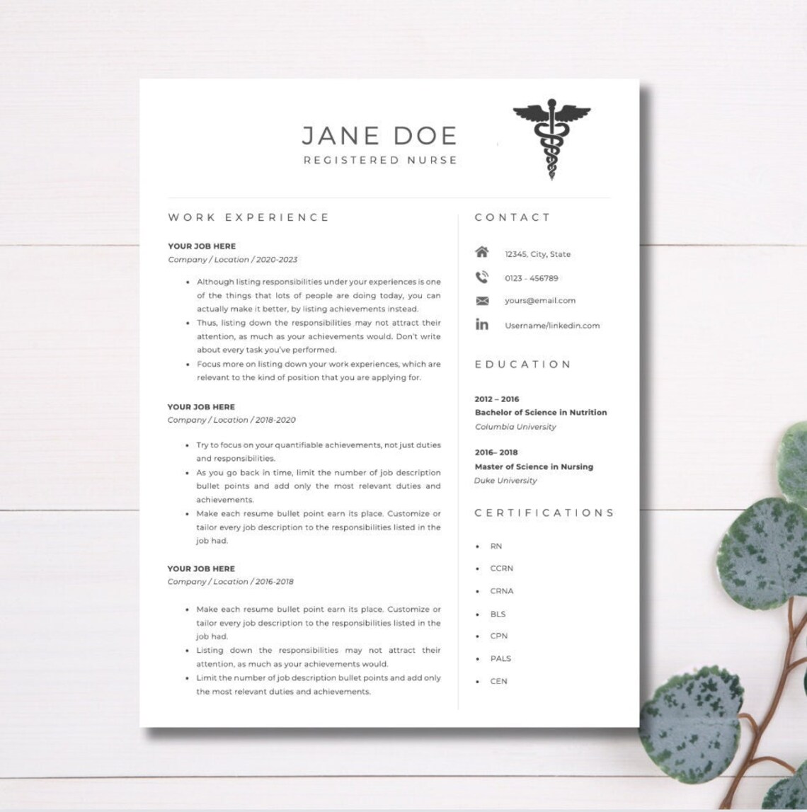 Nurse Resume Template CV for Google Docs, Word | Medical, Doctors ...