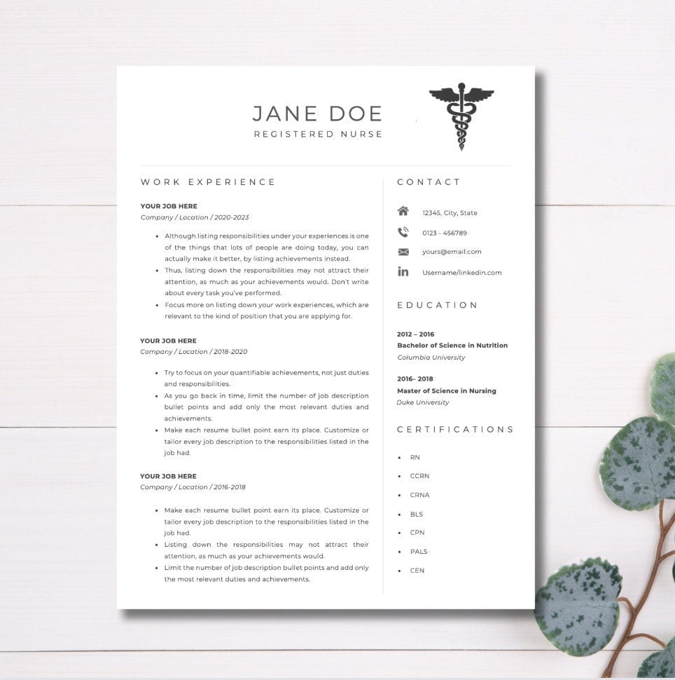 Nurse Resume Template CV for Google Docs, Word | Medical, Doctors ...