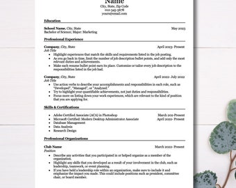 Clean & Professional Resume Template Microsoft Word - Etsy