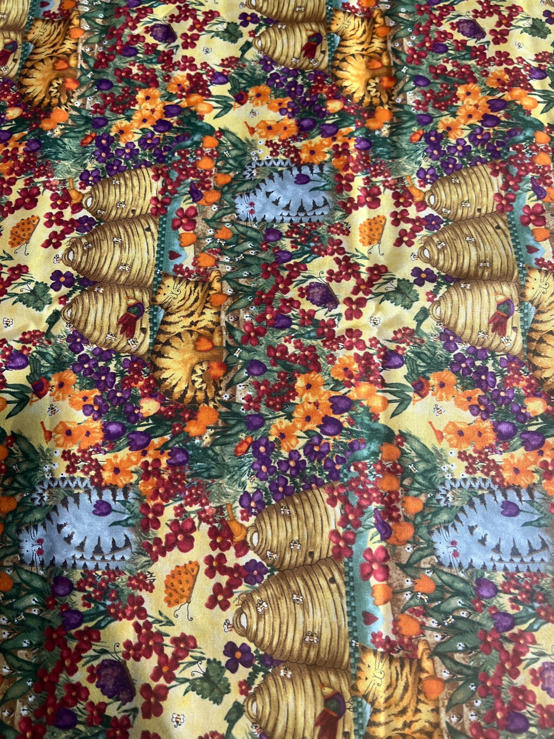 1/2 Yd “garden Buzz” Cat Print Cotton Fabric by Debi Hron for SPX - Etsy